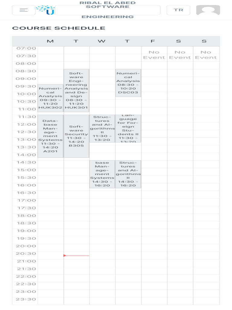 Course Schedule for Software Engineering | PDF