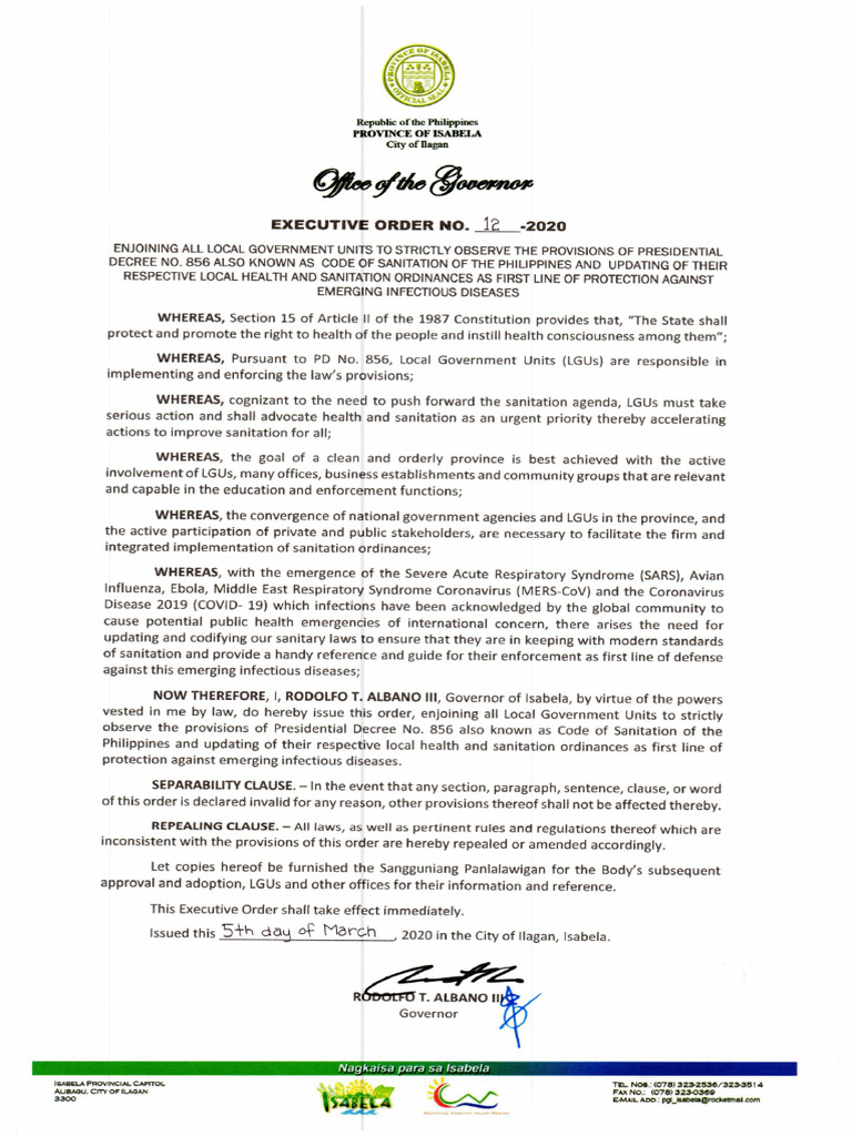 Executive Order No 12 | PDF