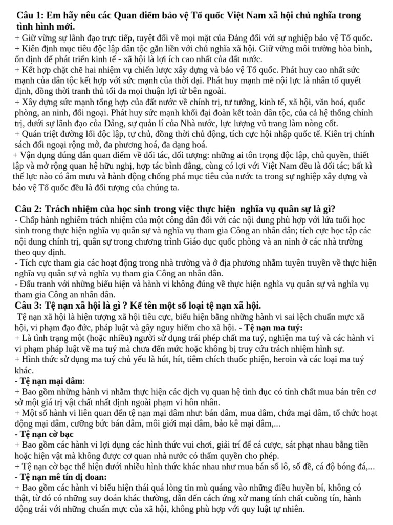 Câu Hỏi Tự Luận Ktgk Gdqp | PDF