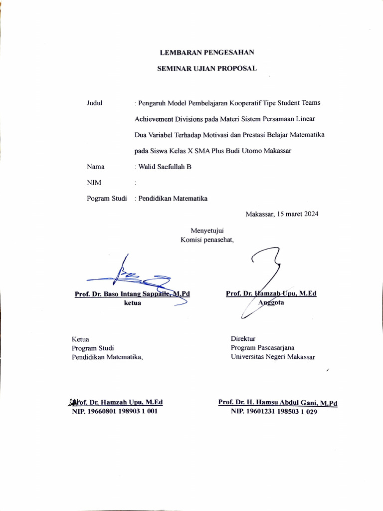 LEMBARAN PENGESAHAN proposal | PDF