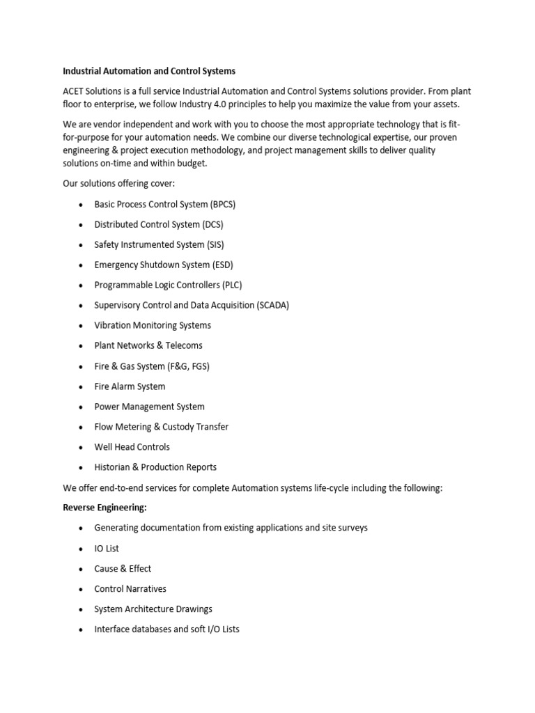 Industrial Automation and Control Systems | PDF | Computing