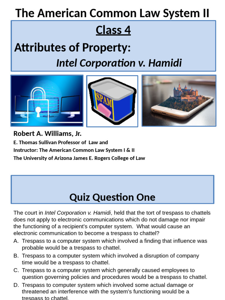 ACLS II Lec 4 '25 Intel v. Hamidi | PDF | Trespass | Conversion (Law)