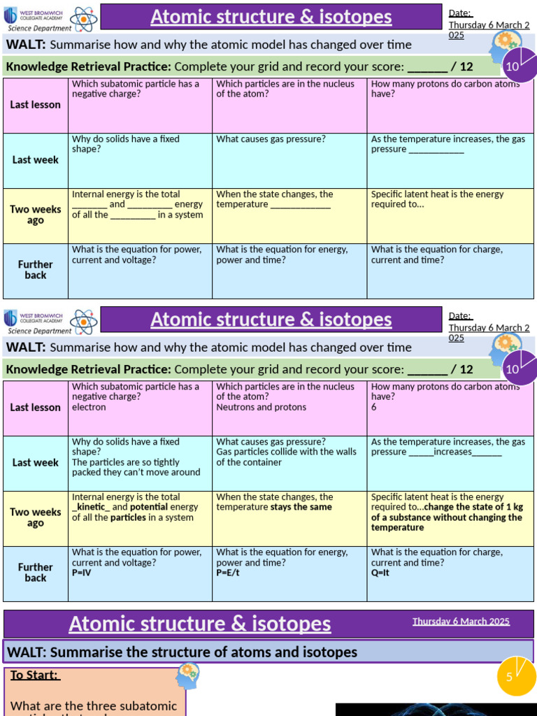 01 Atomic Structure & Isotopes | PDF | Atoms | Atomic Nucleus