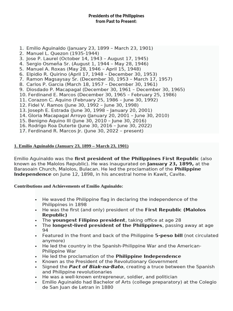 Presidents Of The Philippines Pdf Benigno Aquino Iii President Of