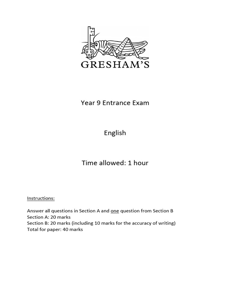 Year 9 English Exam Paper | PDF