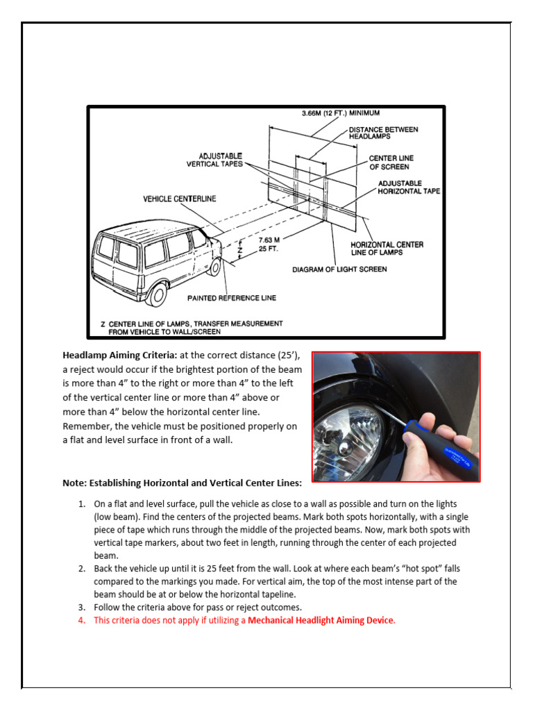 Headlamp Aiming Criteria Guide | PDF