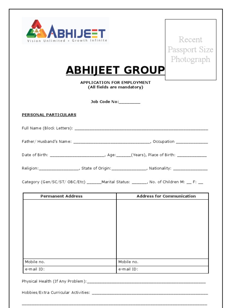 Application For Employment | PDF | Academic Degree | Academia