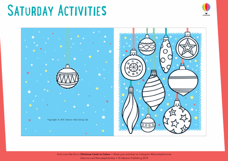 Baubles Christmas Cards To Colour | PDF