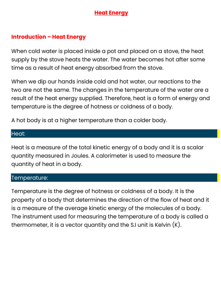 Understanding Heat Energy and Its Effects | PDF | Heat | Gases