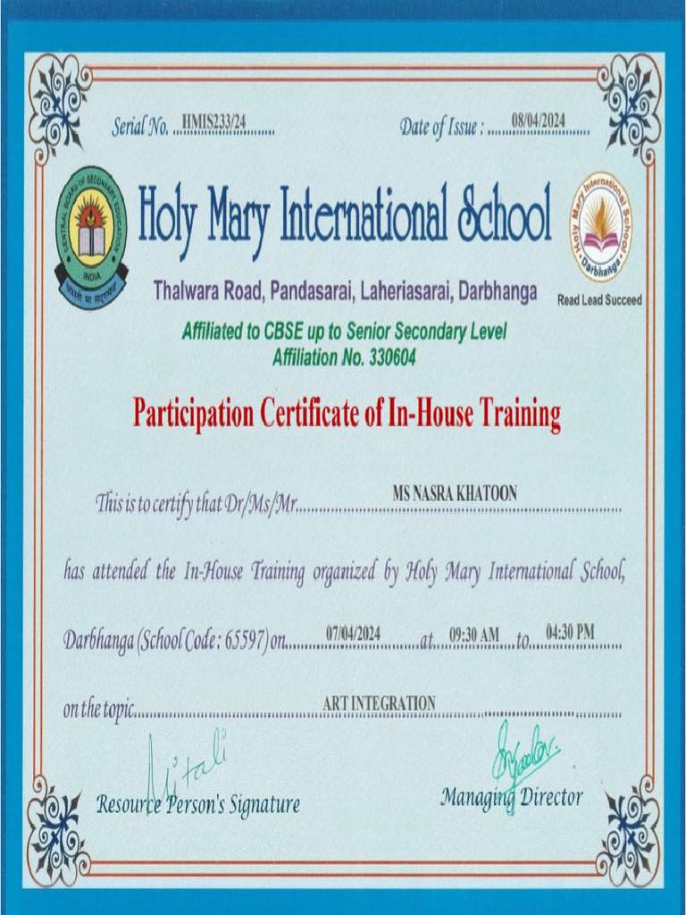 Nasta Khatoon Inhouse | PDF