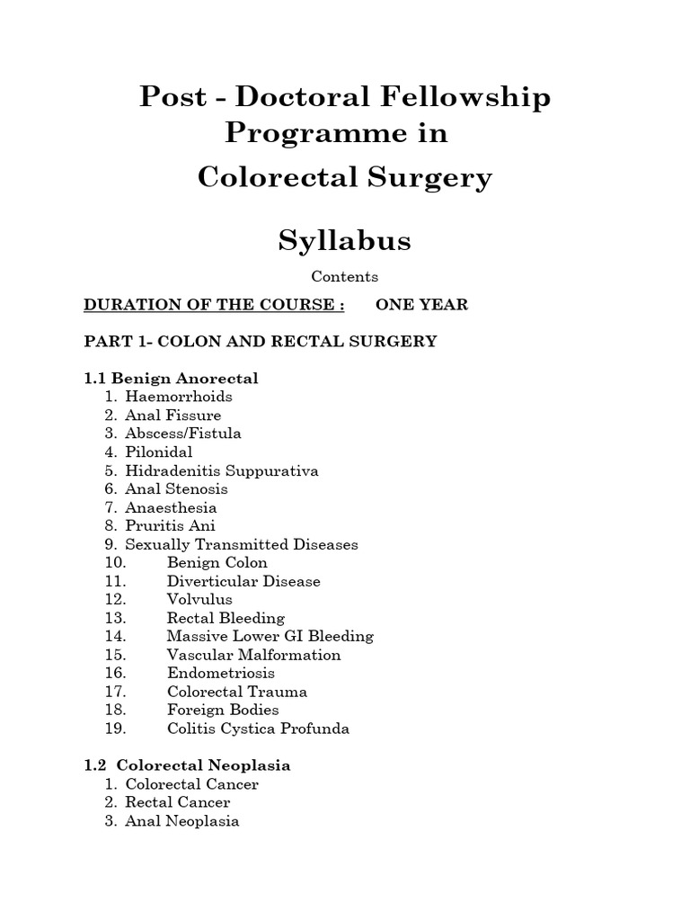 Colorectal-Surgery-Gem-hospital---syllabus_26042016 | PDF | Colorectal ...
