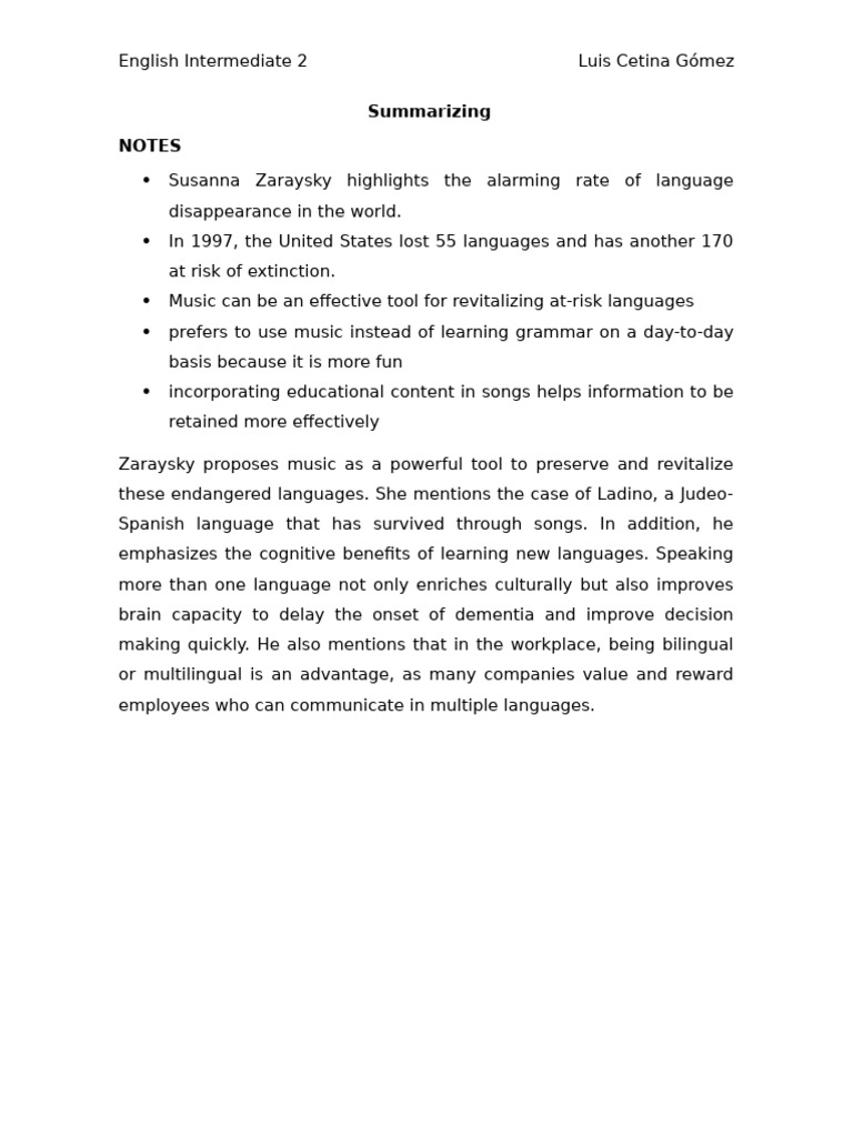 U1 - L3 - Summarizing | PDF