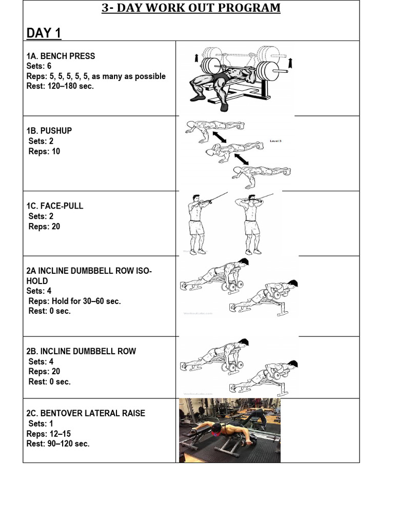 3-Day Work Out Program | PDF