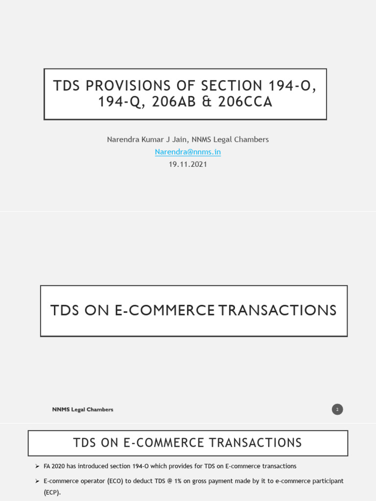 TDS Provisions for E-Commerce Transactions | PDF | Business