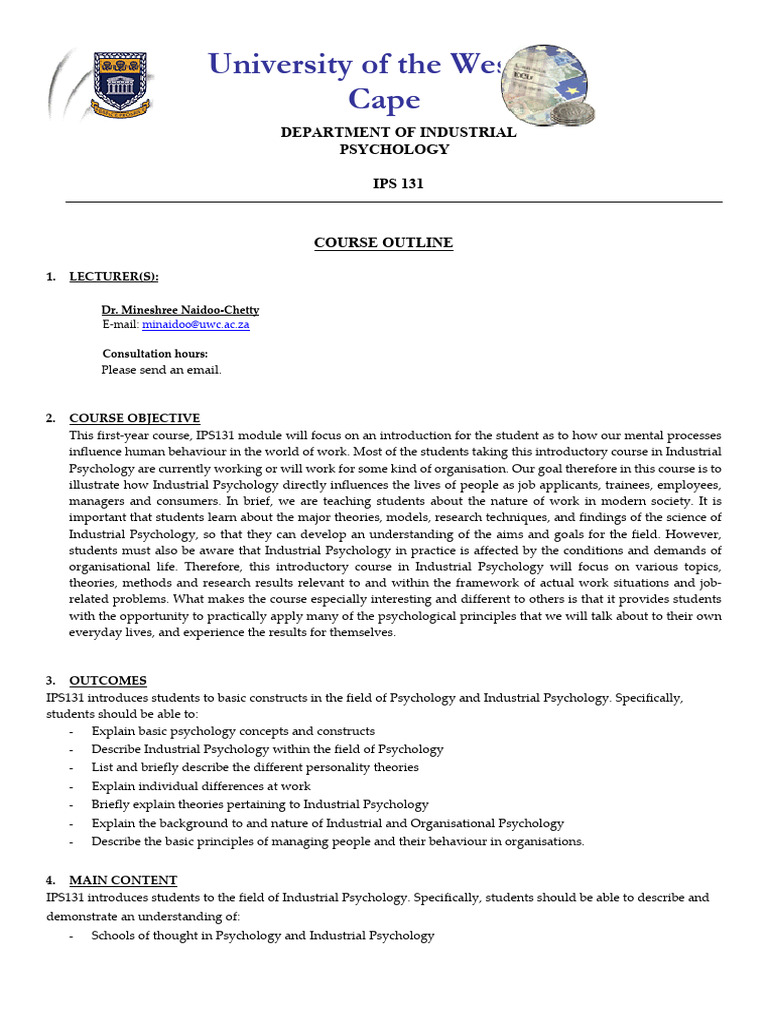 IPS - 131 - 2024 Course Outline - Upload | PDF | Psychology ...