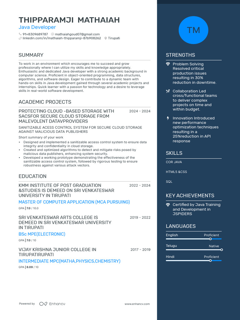 ThipparamjiMathaiahResume TCS | PDF | Java (Programming Language) | Computing