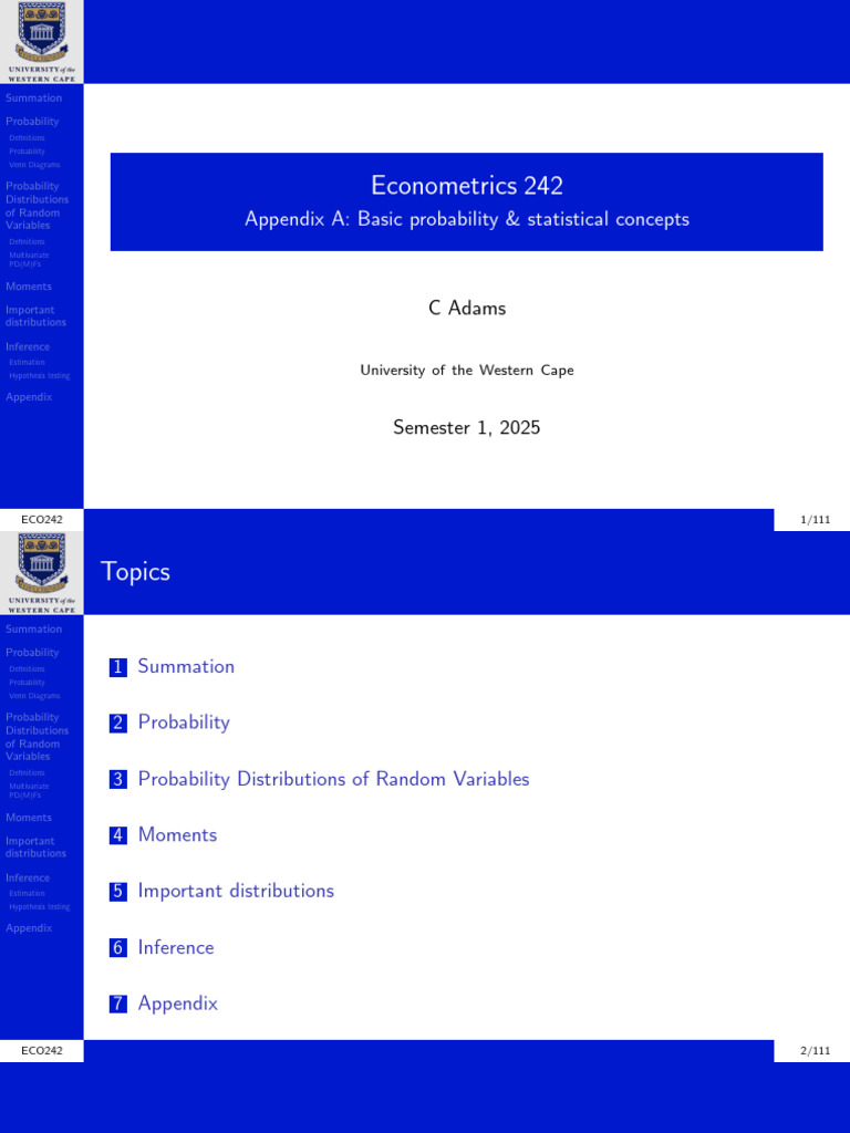 ECO 242 Appendix | PDF | Probability Distribution | Variance