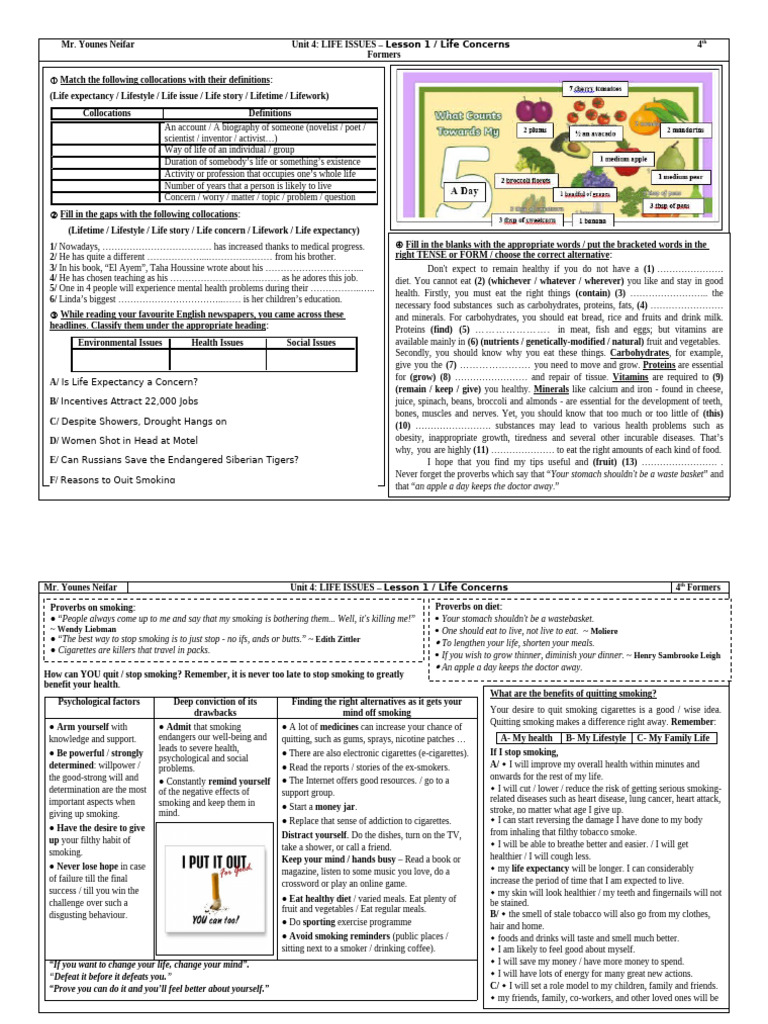 Lesson 1 Life Concerns | PDF | Electronic Cigarette | Smoking