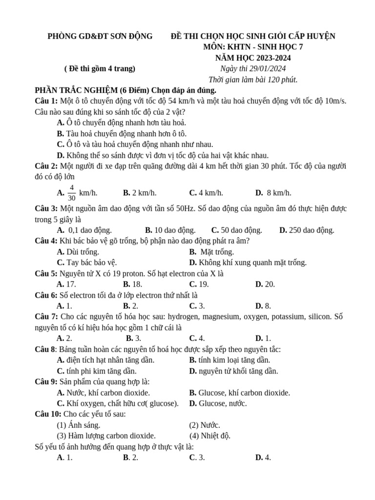 KHTN Phân Môn Sinh 7 | PDF