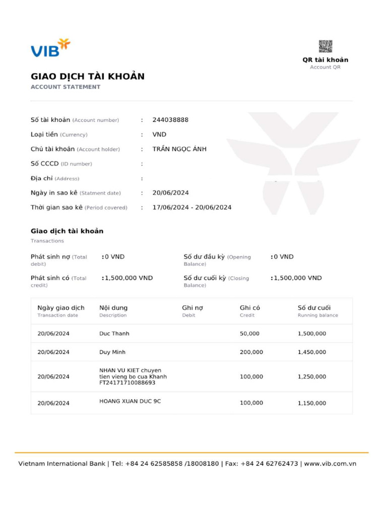 VIB SaoKeTaiKhoan | PDF