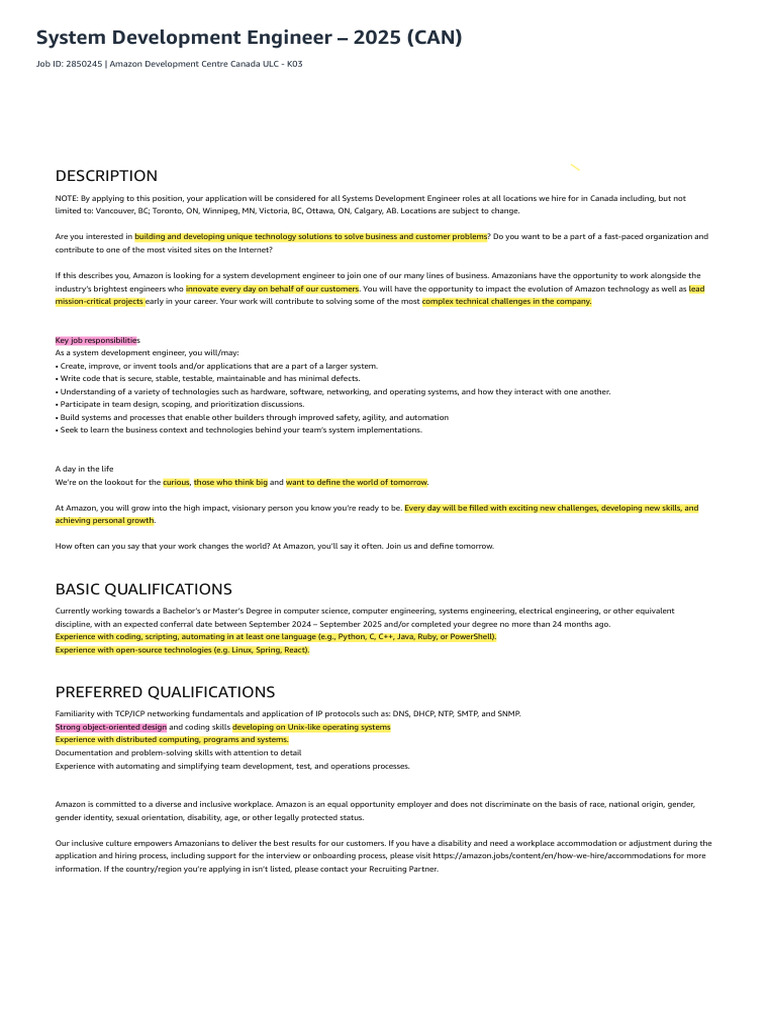 System Development Engineer Intern 2025 | PDF | Discrimination | Computing