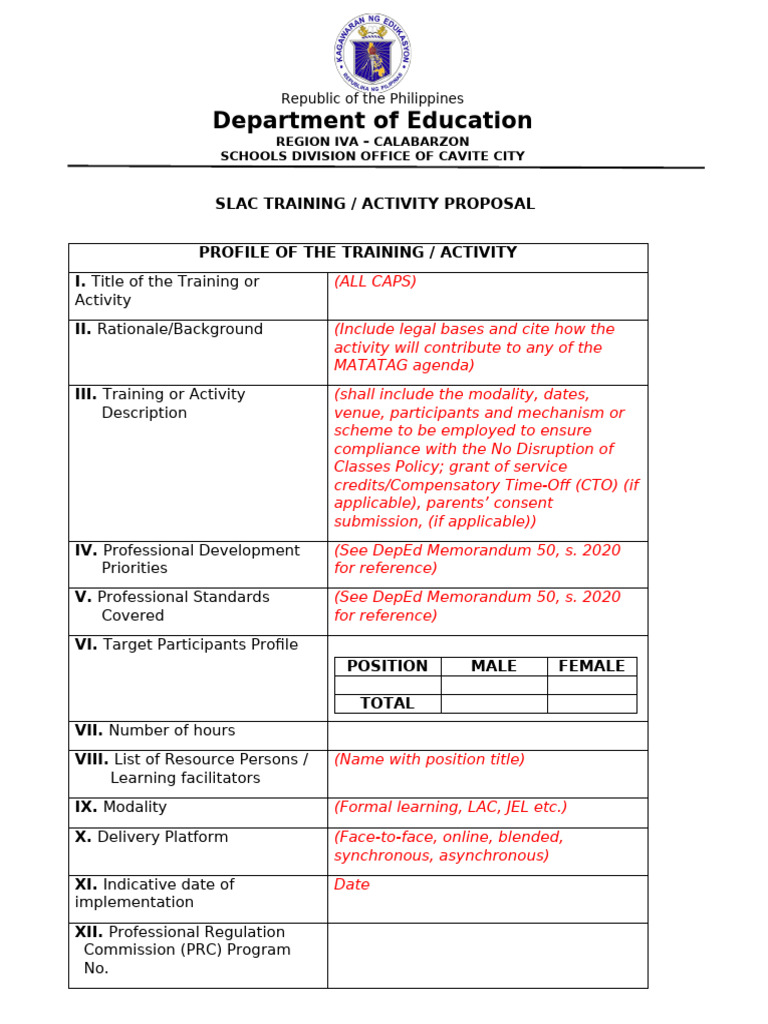 Cavite City Training Activity Proposal | PDF