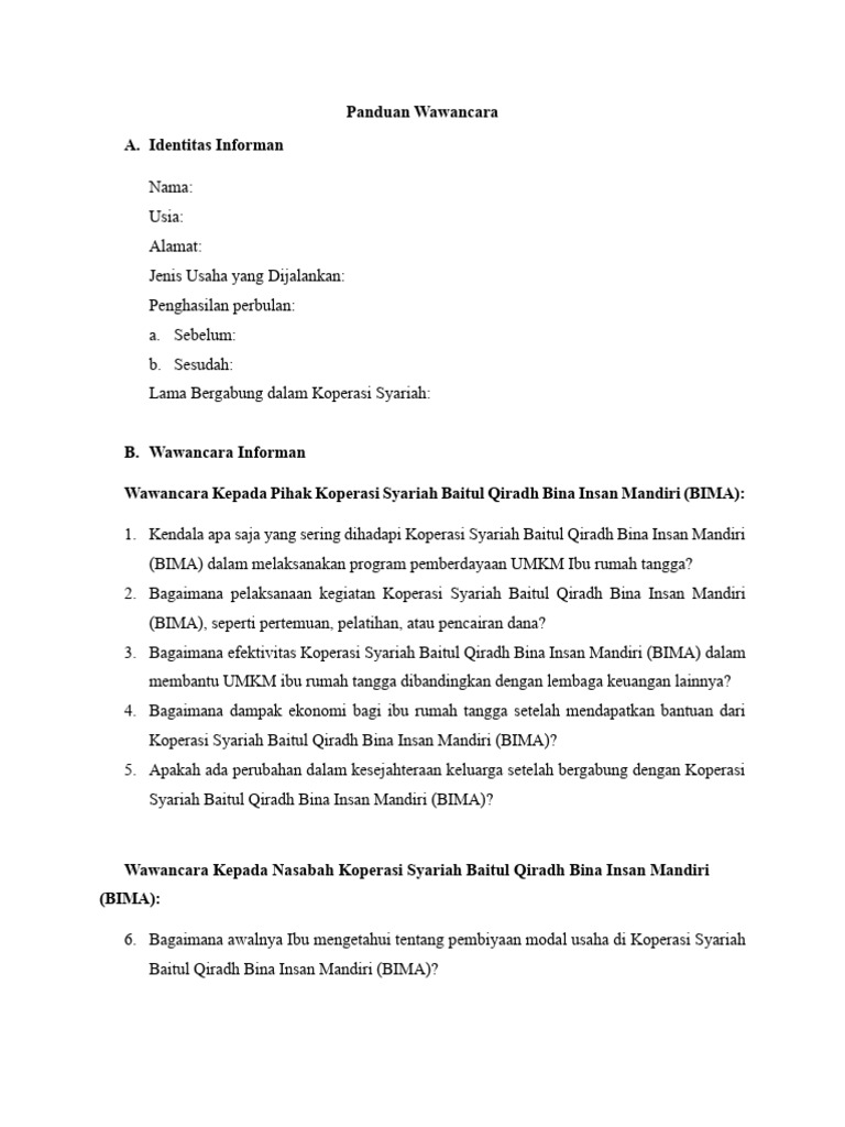 Panduan Wawancara | PDF