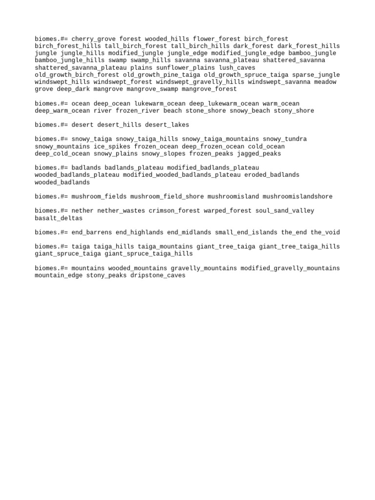Biomes Vanilla | PDF