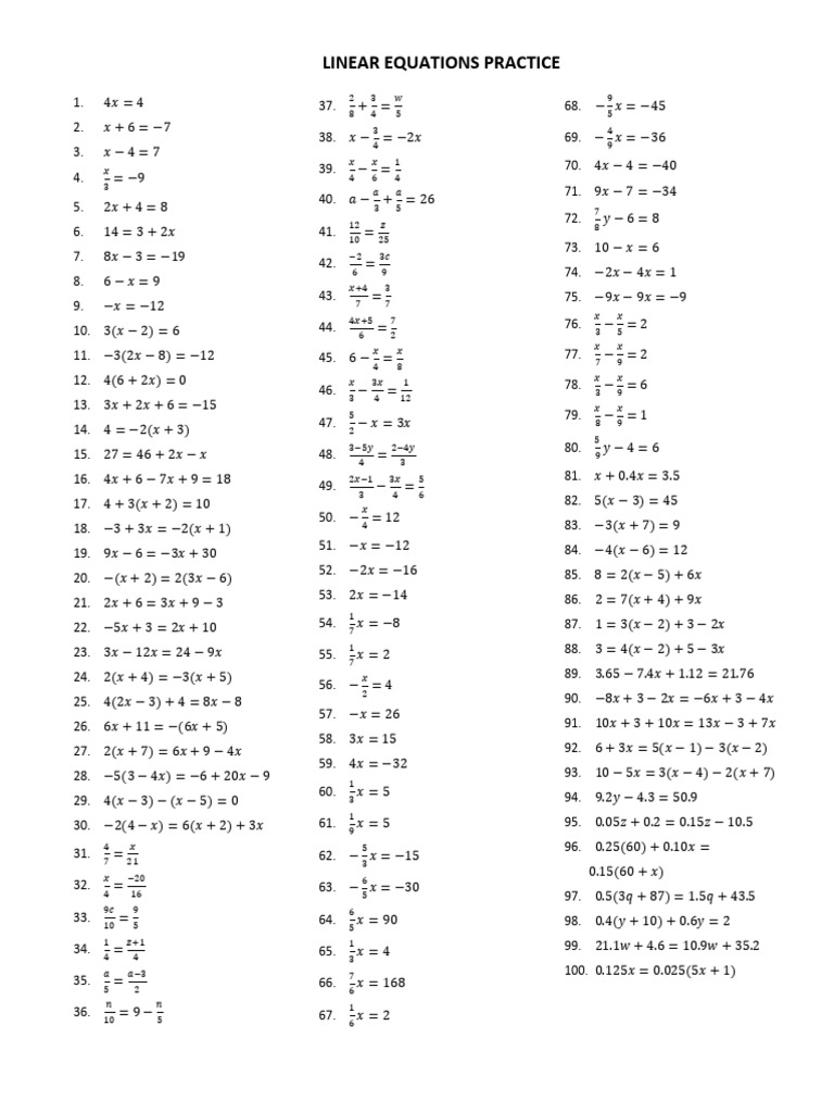 Mixed Questions On Linear Equation 1 | PDF