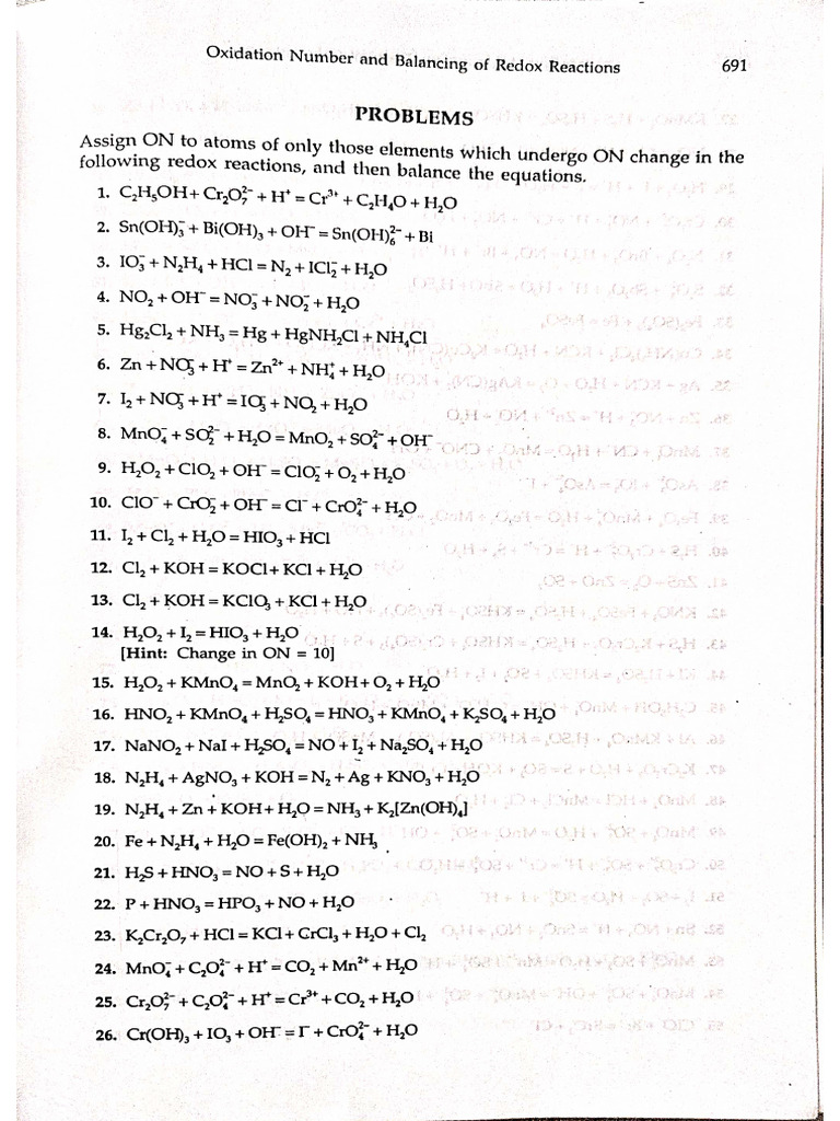 Redox Reaction Sheet | PDF