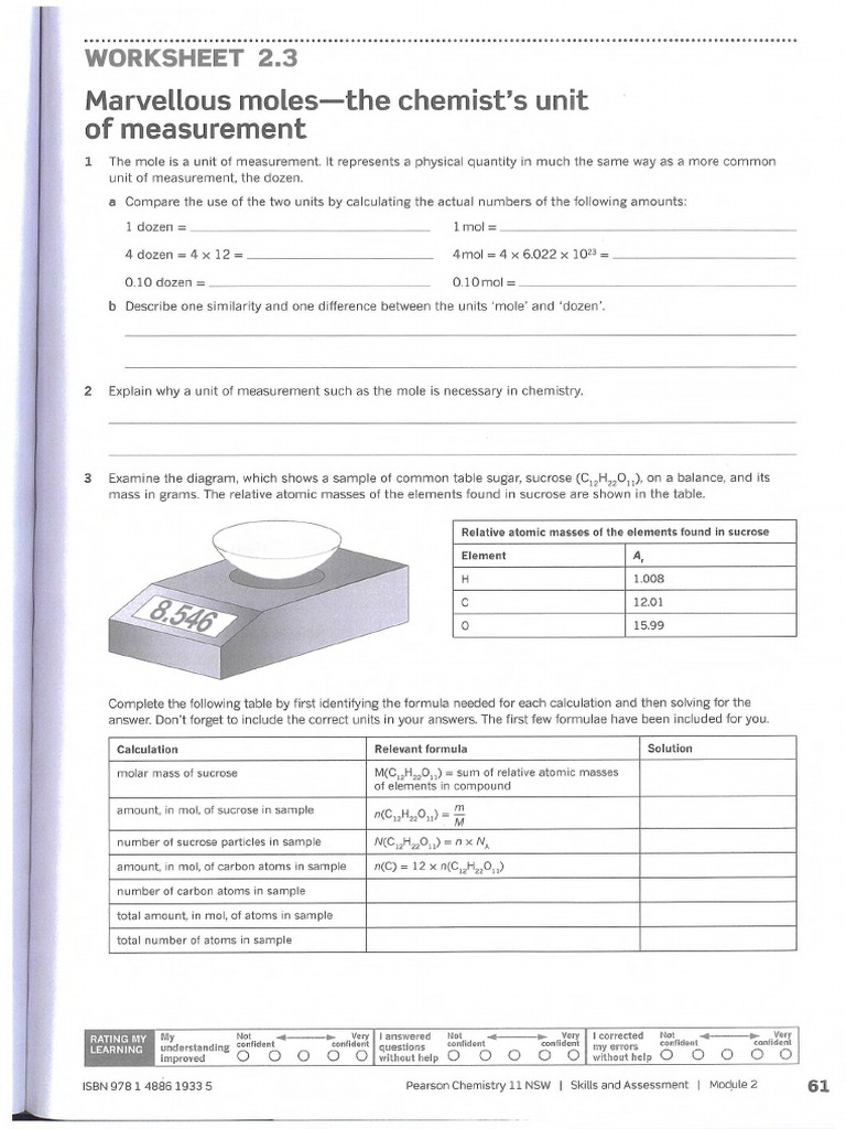 Worksheet 2.3 - Marvellous Moles | PDF