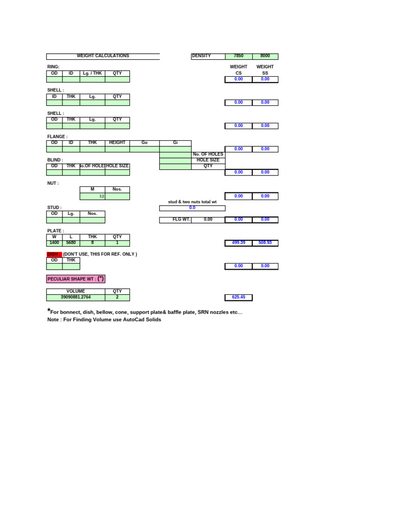 GUG Weight Calculation - New | PDF | Chemical Elements | Secondary Sector Of The Economy