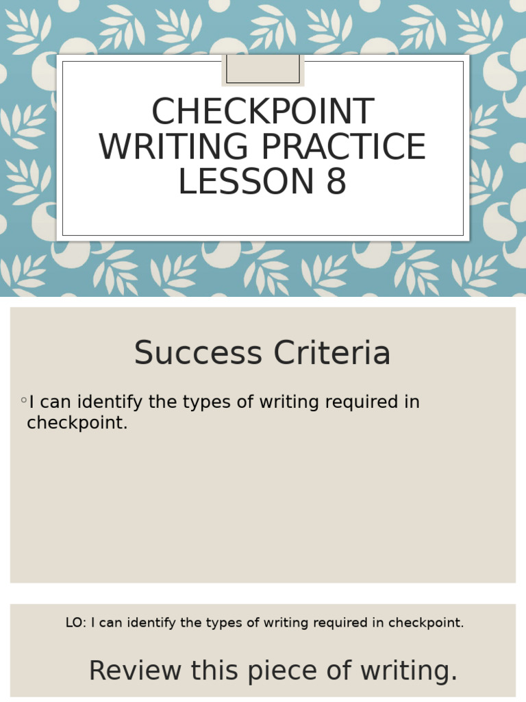 Lesson 8- Checkpoint writing | PDF