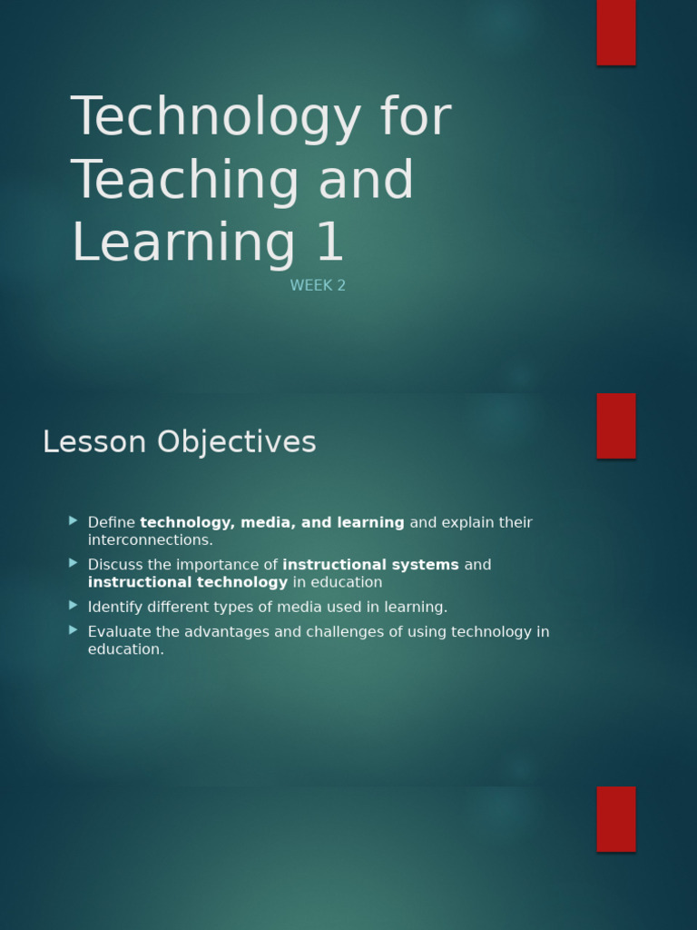 Technology for Teaching and Learning 1 week 2 | PDF | Instructional Design | Learning