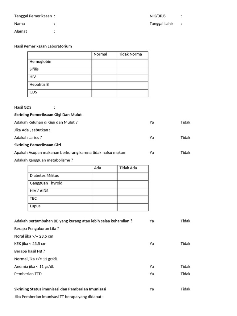 SKRINING ANC TERPADU | PDF