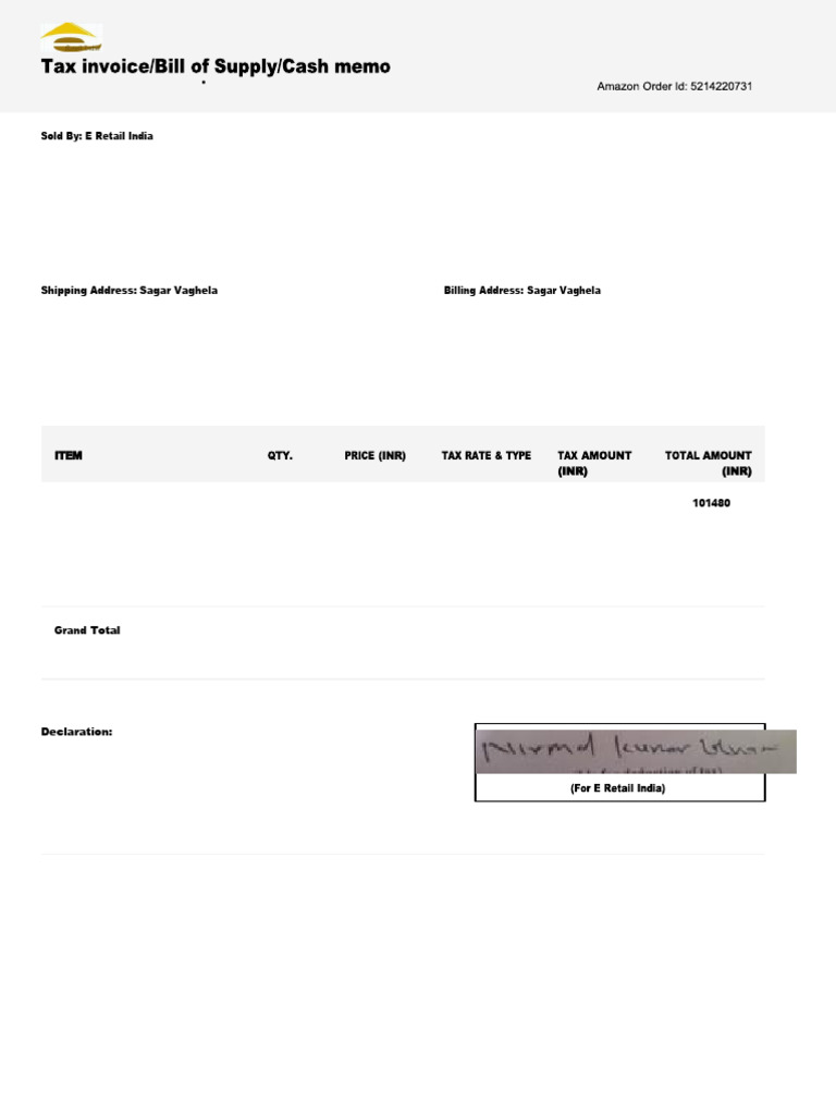 HP Laptop Invoice for Sagar Vaghela | PDF