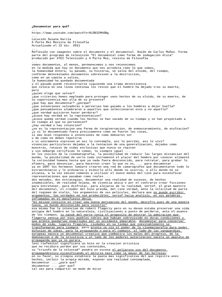 Documentar para Qué | PDF | Verdad