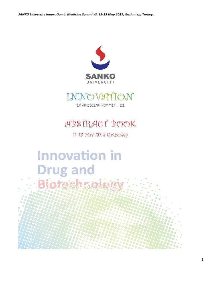 SANKO University Innovation in Medicine Summit-3, 11-13 May 2017, Gaziantep, Turkey | PDF ...