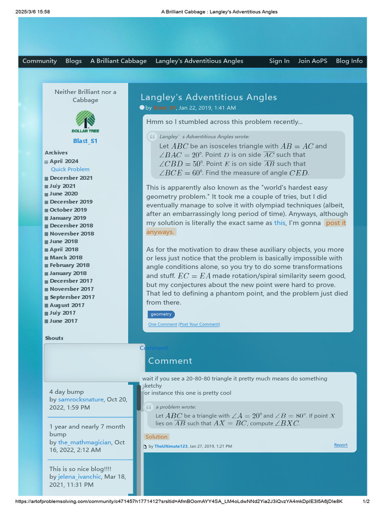 Langley's Adventitious Angles Explained | PDF | Mathematics | Geometry
