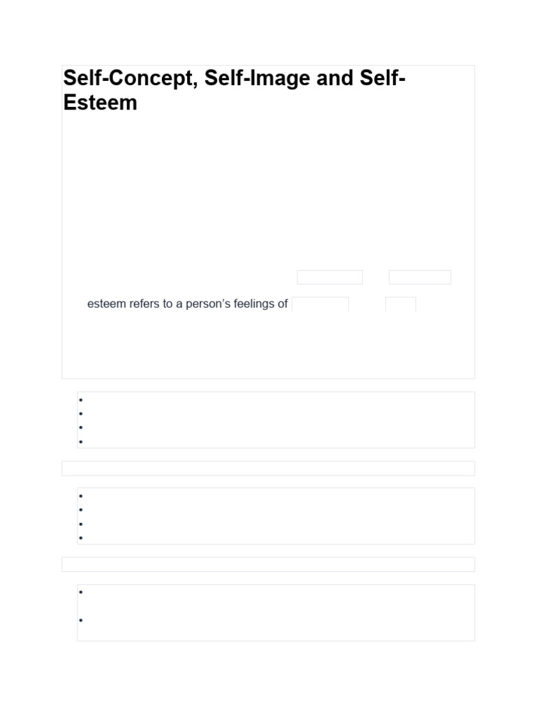 Self Image and Self Esteem | PDF | Self Esteem | Self Concept