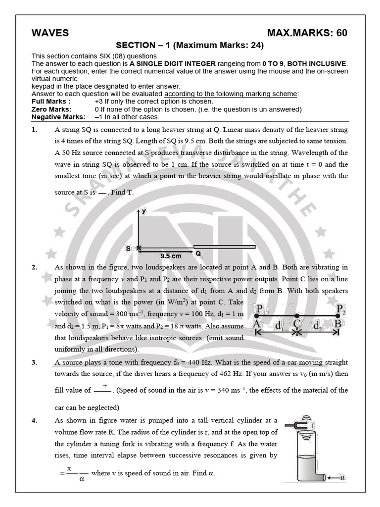 TARGET-1000 (JEE ADV-2025) PHYSICS - SPL Assignment - WAVES | PDF | Waves | Tension (Physics)