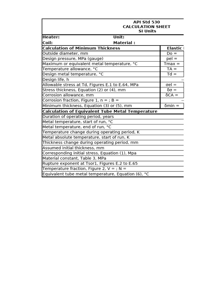 API 530 Minimum Thickness Calculation | PDF | Creep (Deformation ...