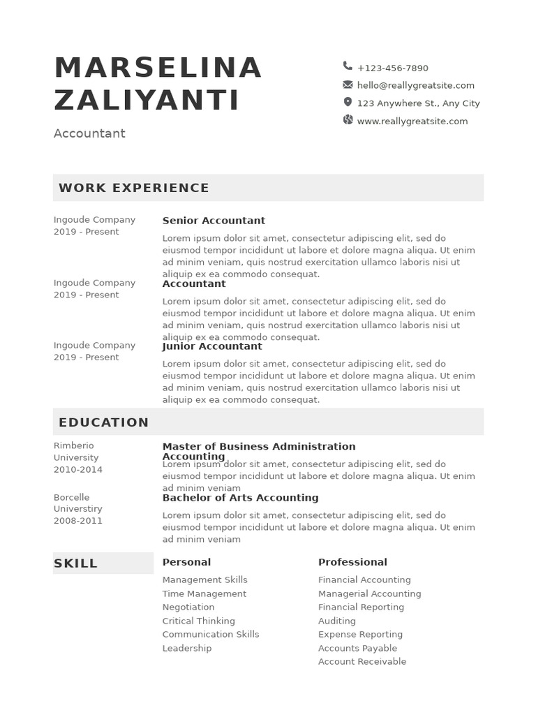 Black White Minimalist CV Resume A4 Document | PDF | Business ...