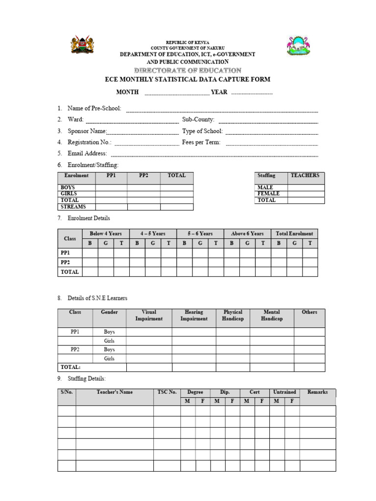 FORM - ECDE Statistical Data | PDF