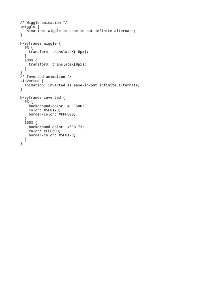 CSS Wiggle Animation Guide | PDF