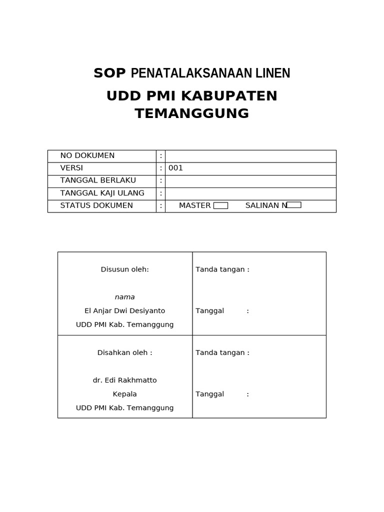 SOP PENATALAKSANAAN LINEN | PDF