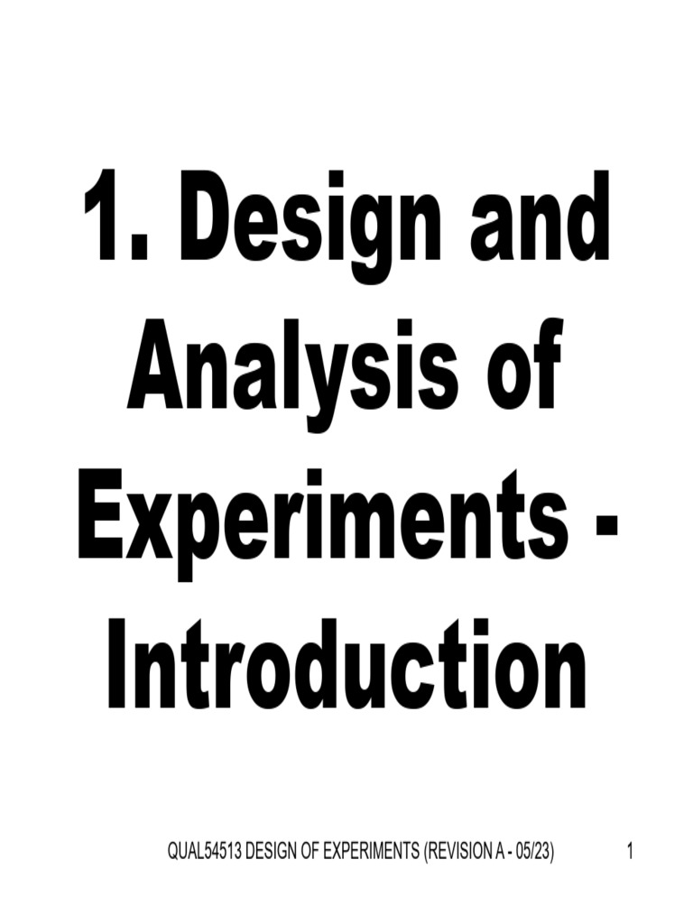 01 - DESIGN AND ANALYSIS OF EXPERIMENTS - INTRODUCTION | PDF | Experiment | Design Of Experiments