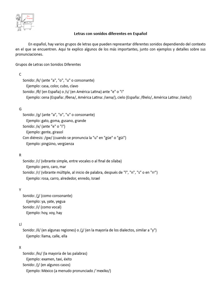 letras con sonidos diferentes en español | PDF | Lengua española ...