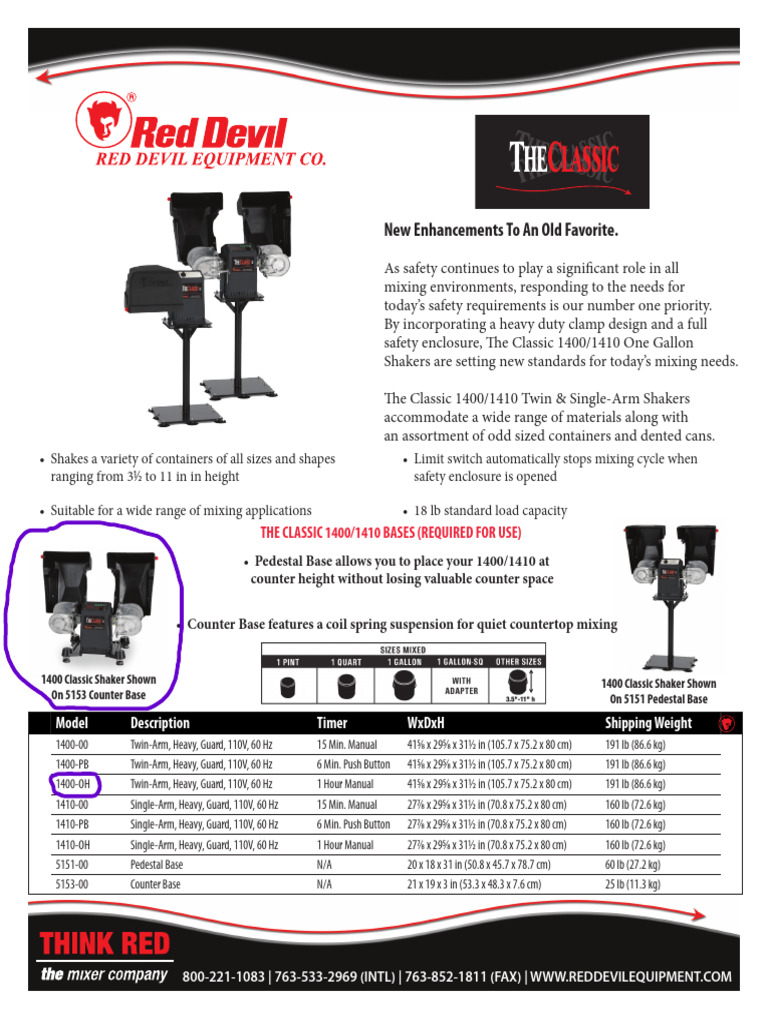 Red Devil Equipment Heavy Shaker Sell Sheet | PDF | Mains Electricity ...