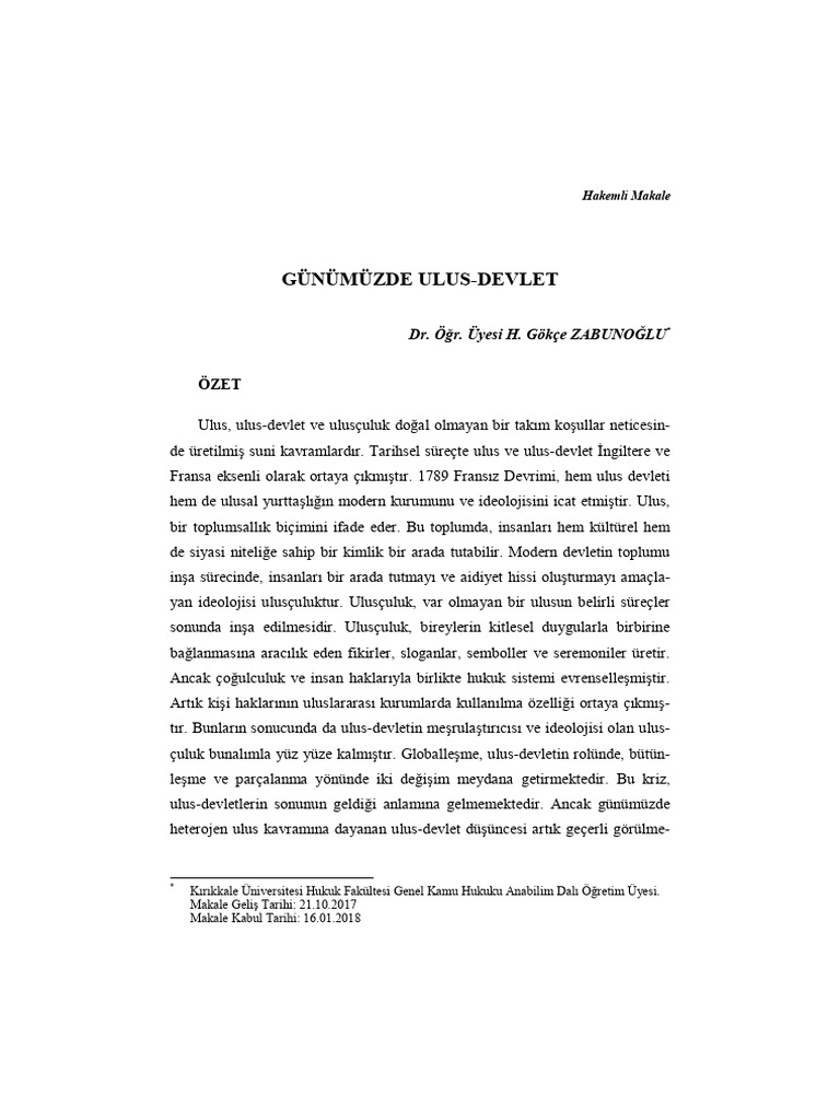 Günümüzde Ulus-Devlet | PDF
